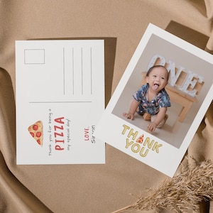EDITABLE Pizza Birthday Thank You With Picture, Slice Slice Baby First ...