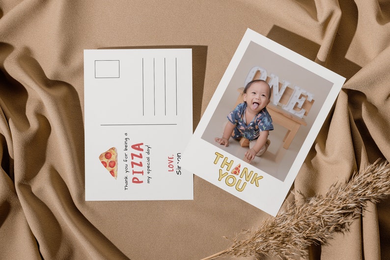 EDITABLE Pizza Birthday Thank You With Picture Slice Slice - Etsy