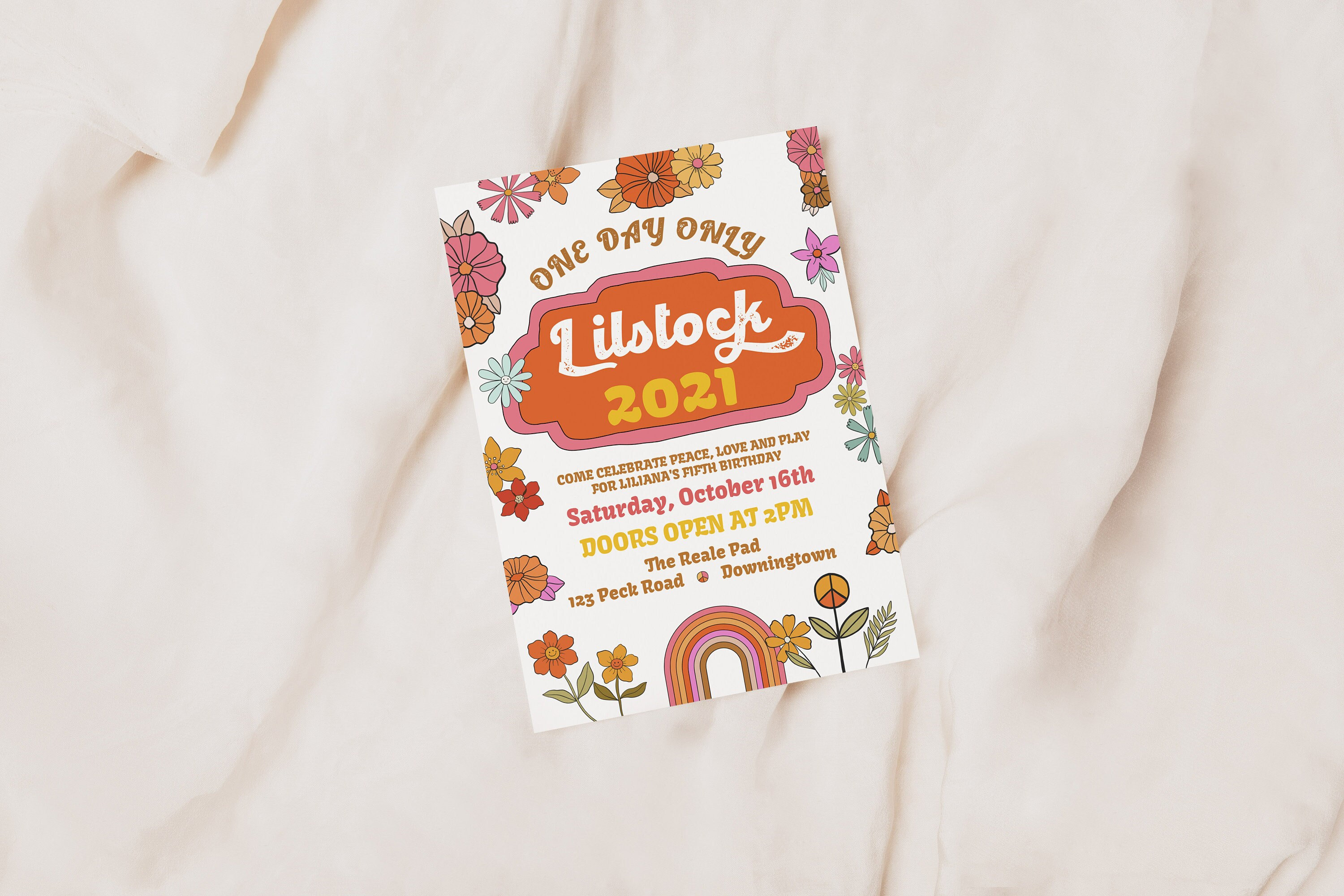 EDITABLE Woodstock Music Festival Birthday Invitation Retro | Etsy