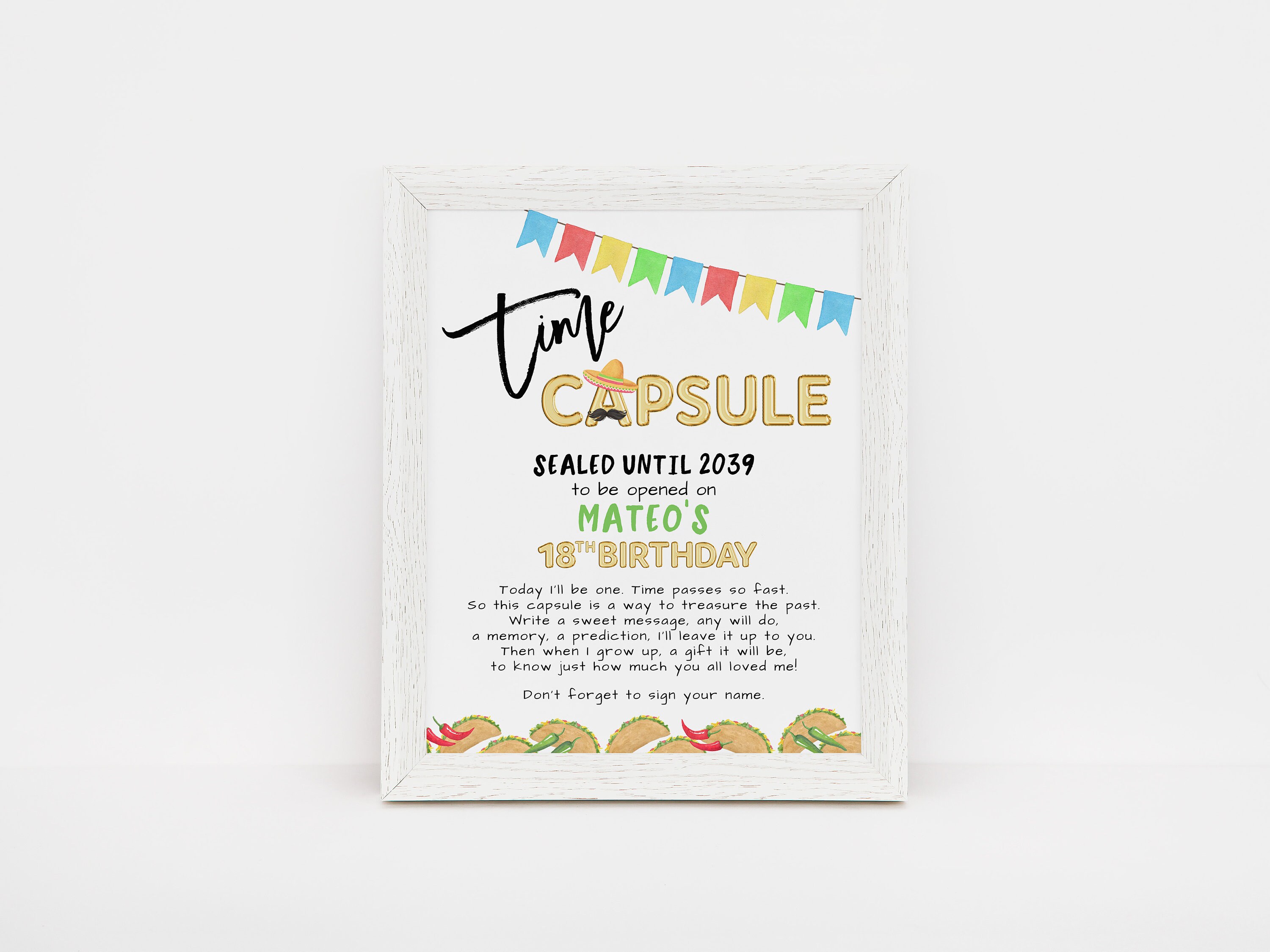 EDITABLE Taco Bout One Time Capsule Printable Time Capsule | Etsy