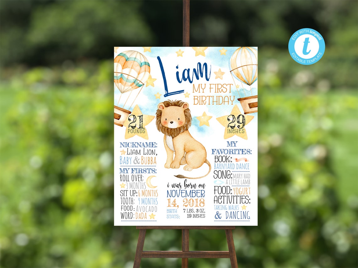 EDITABLE Lion Dreamland Birthday Board Lion Board Birthday - Etsy