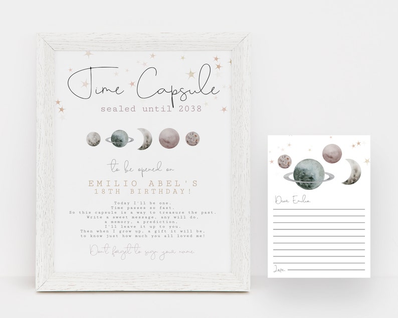 EDITABLE Space Time Capsule, Printable Time Capsule Sign, First Trip ...