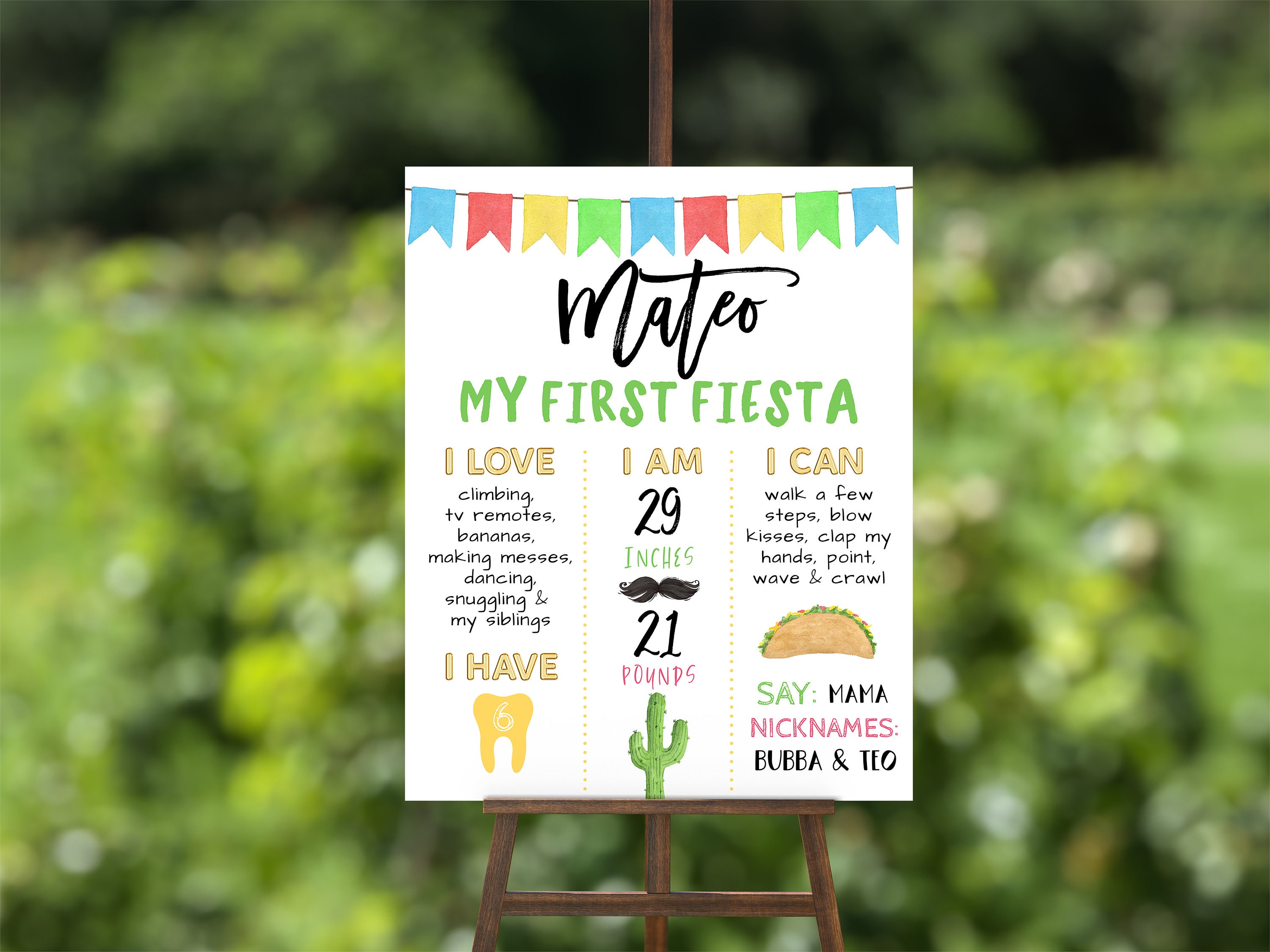 EDITABLE Taco Bout One Birthday Board Fiesta Poster Taco | Etsy