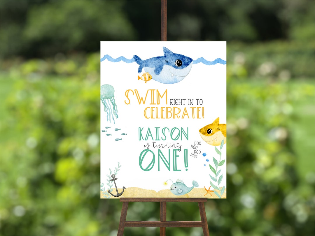 EDITABLE Baby Shark Welcome Sign, Custom Birthday Board, Boy First ...