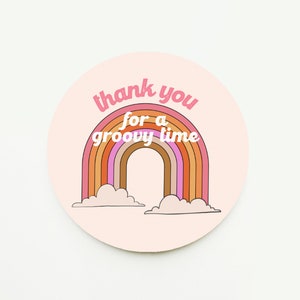 EDITABLE Groovy Favor Tag, Retro Party, Custom 2x2 Gift Tag Sticker ...