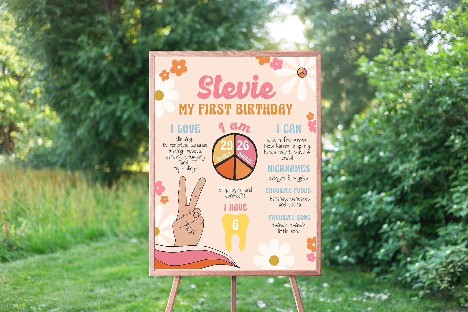 EDITABLE Groovy Milestone Birthday Board Retro 1st Birthday | Etsy
