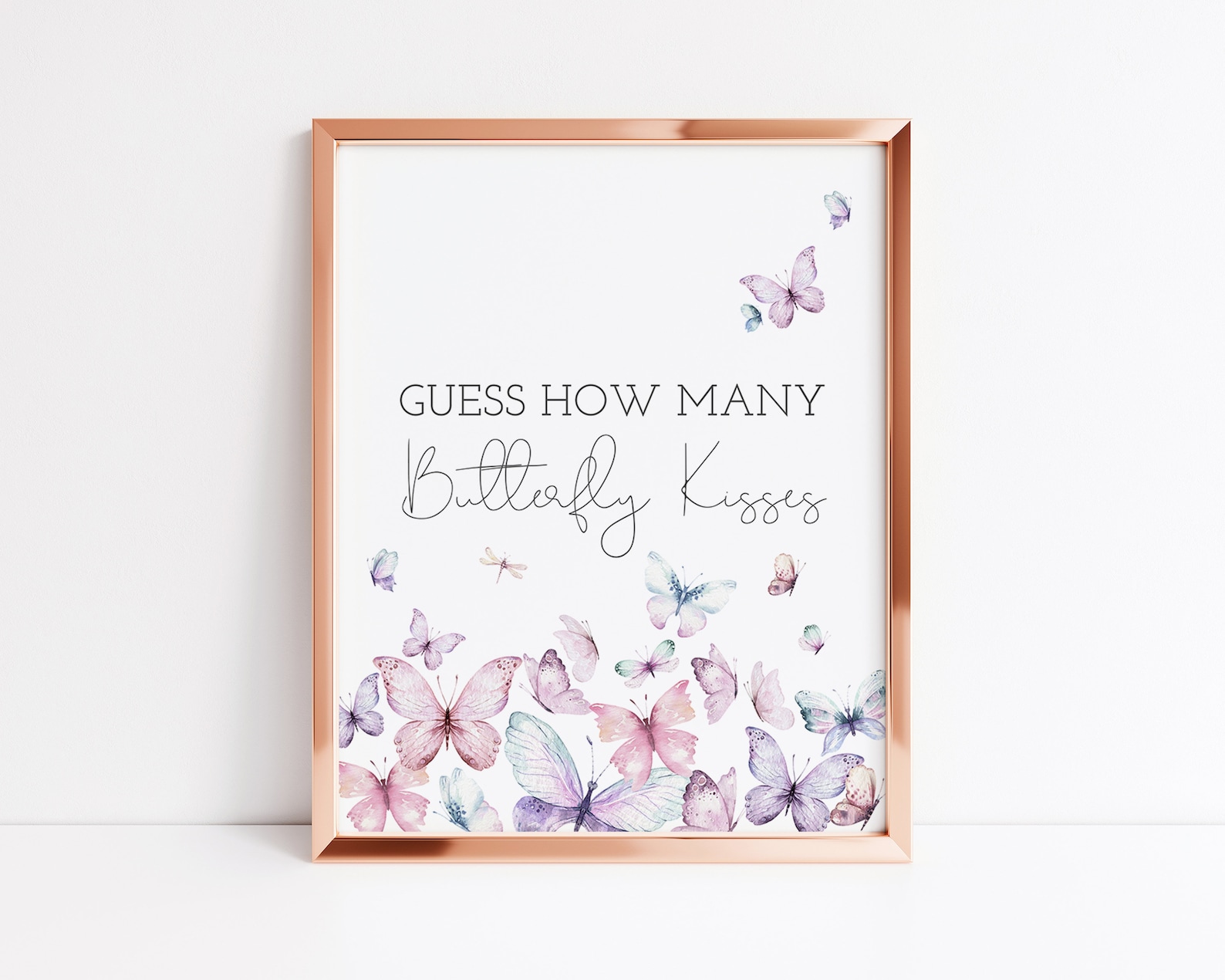 Guess How Many Butterfly Kisses Sign, Bridal Shower Game, Baby Shower ...