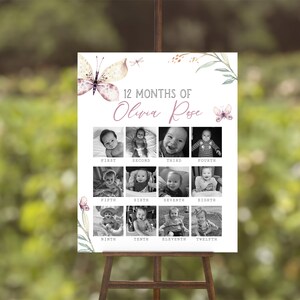 EDITABLE Butterfly Picture Board, Neutral Hues Birthday Board, Monthly ...