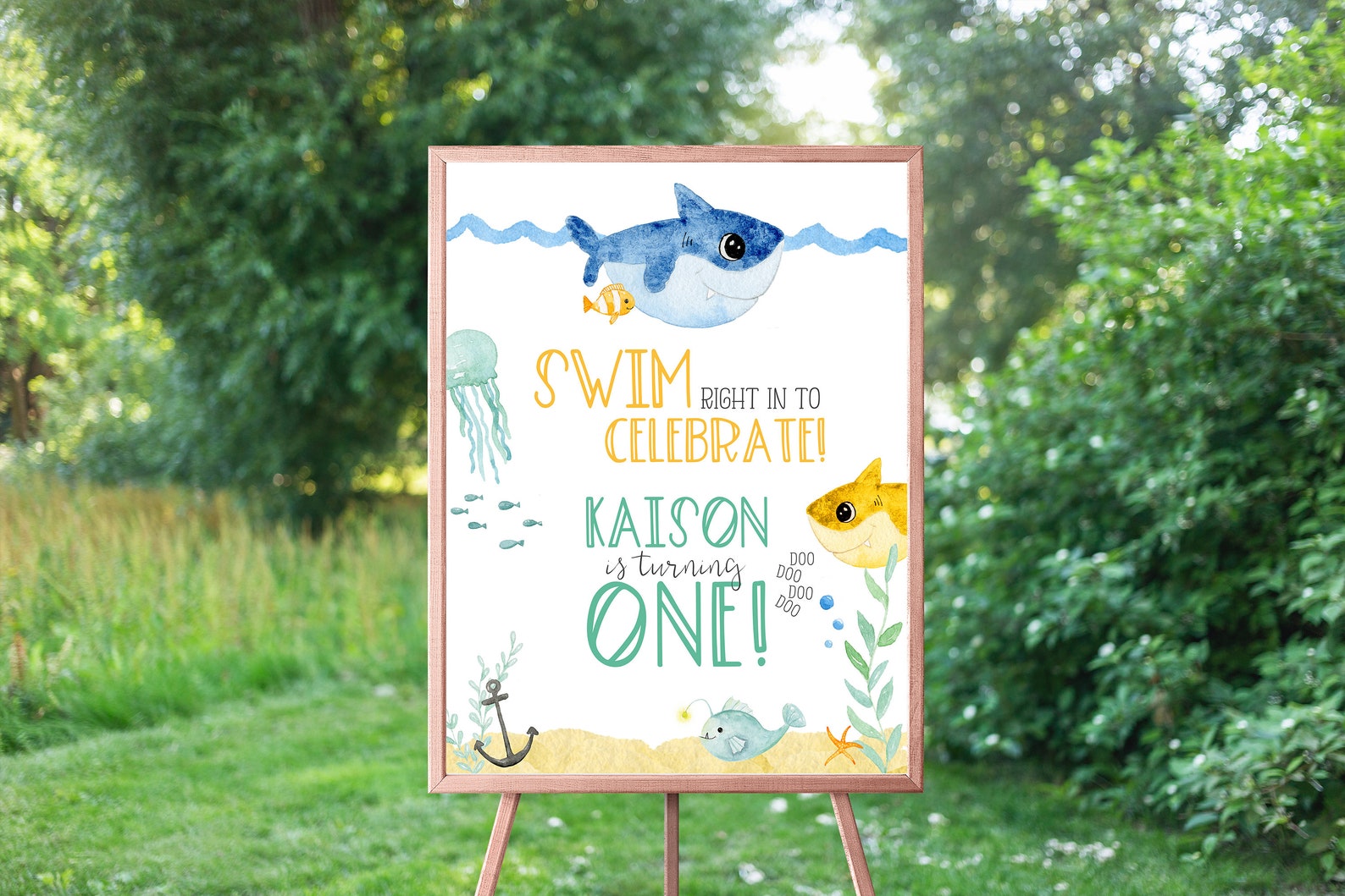 EDITABLE Baby Shark Welcome Sign, Custom Birthday Board, Boy First ...