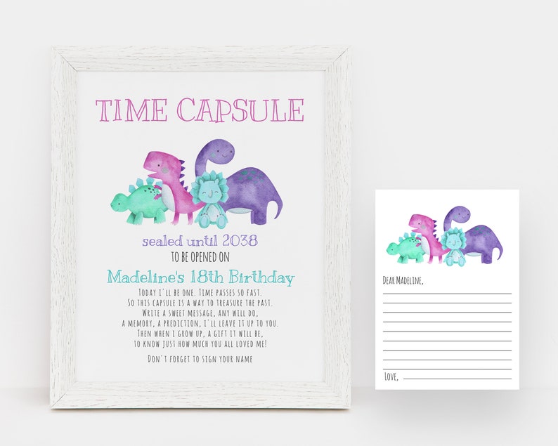 EDITABLE Dinosaurs Time Capsule Printable Time Capsule Sign - Etsy