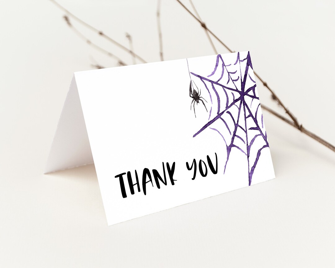 Halloween Thank You, Fall Tent Fold Thank You, Spider Web Favor Note ...