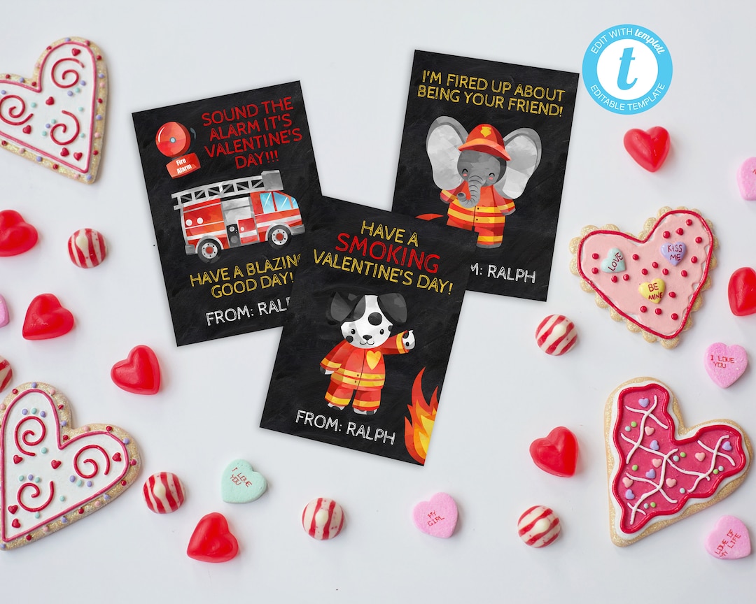 Firefighter Valentines Day Cards, Valentines Day Cards Template ...