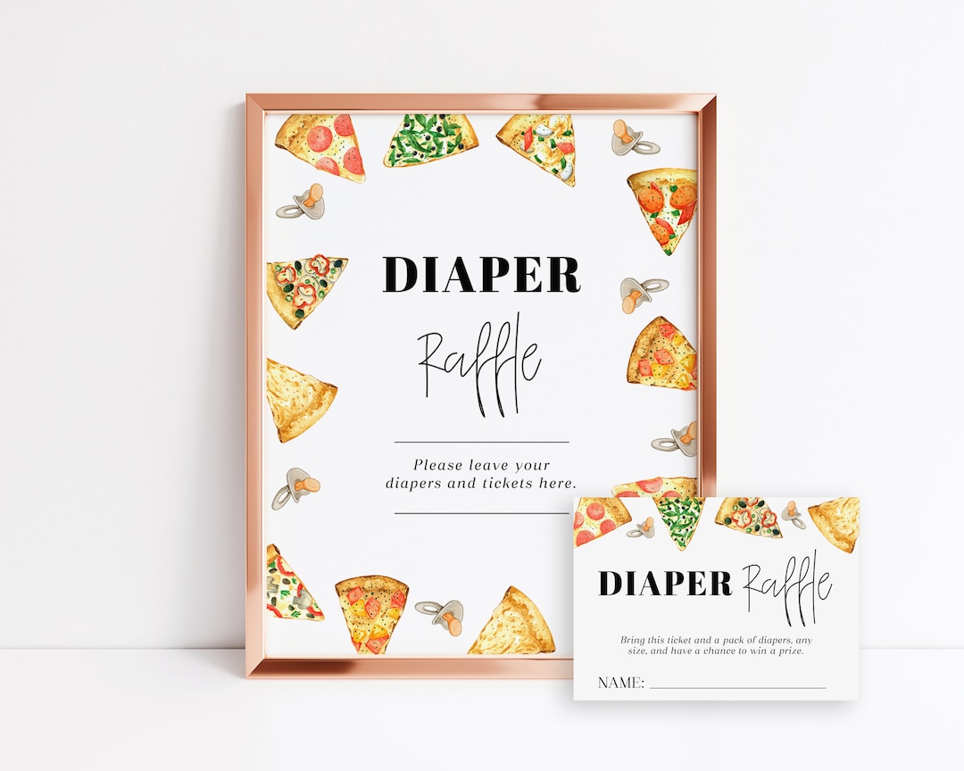 EDITABLE Diaper Raffle Sign and Ticket, Pizza and Pacifiers Shower ...