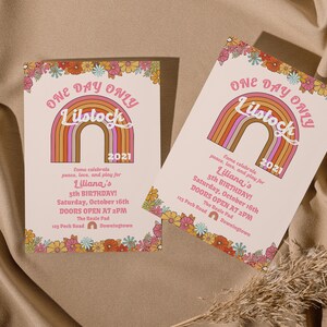 EDITABLE Woodstock Music Festival Birthday Invitation, Retro Birthday ...