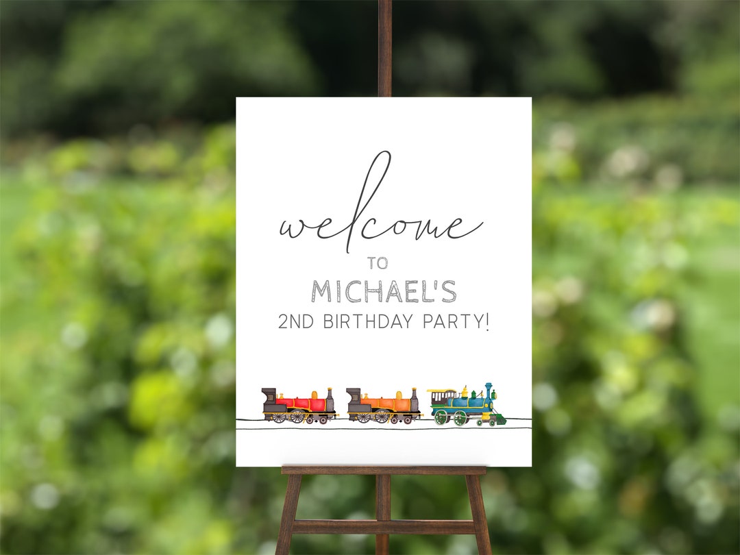 Trains Welcome Sign, Custom Birthday Sign, Trains Birthday Party, Boy ...
