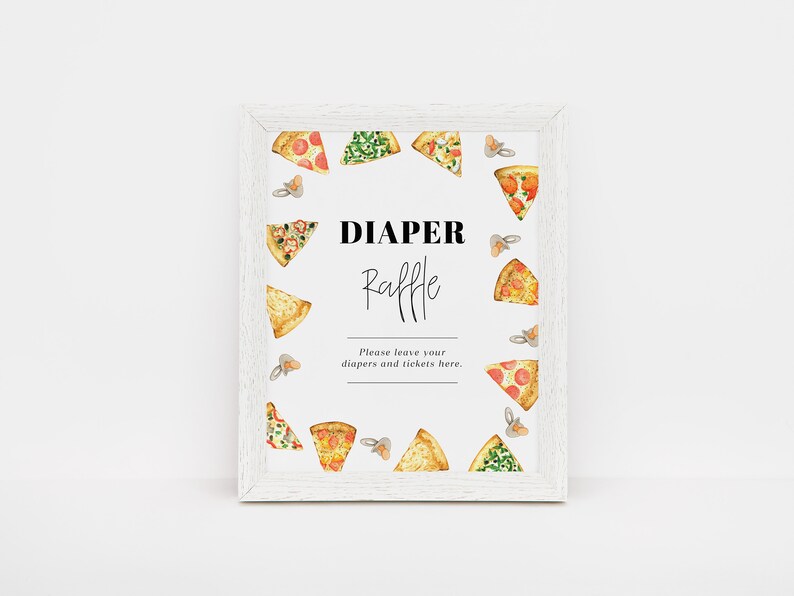 EDITABLE Diaper Raffle Sign and Ticket, Pizza and Pacifiers Shower ...
