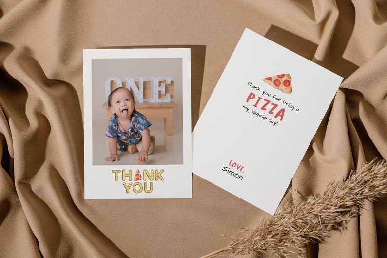 EDITABLE Pizza Birthday Thank You With Picture, Slice Slice Baby First ...