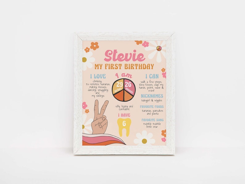 EDITABLE Groovy Milestone Birthday Board Retro 1st Birthday | Etsy