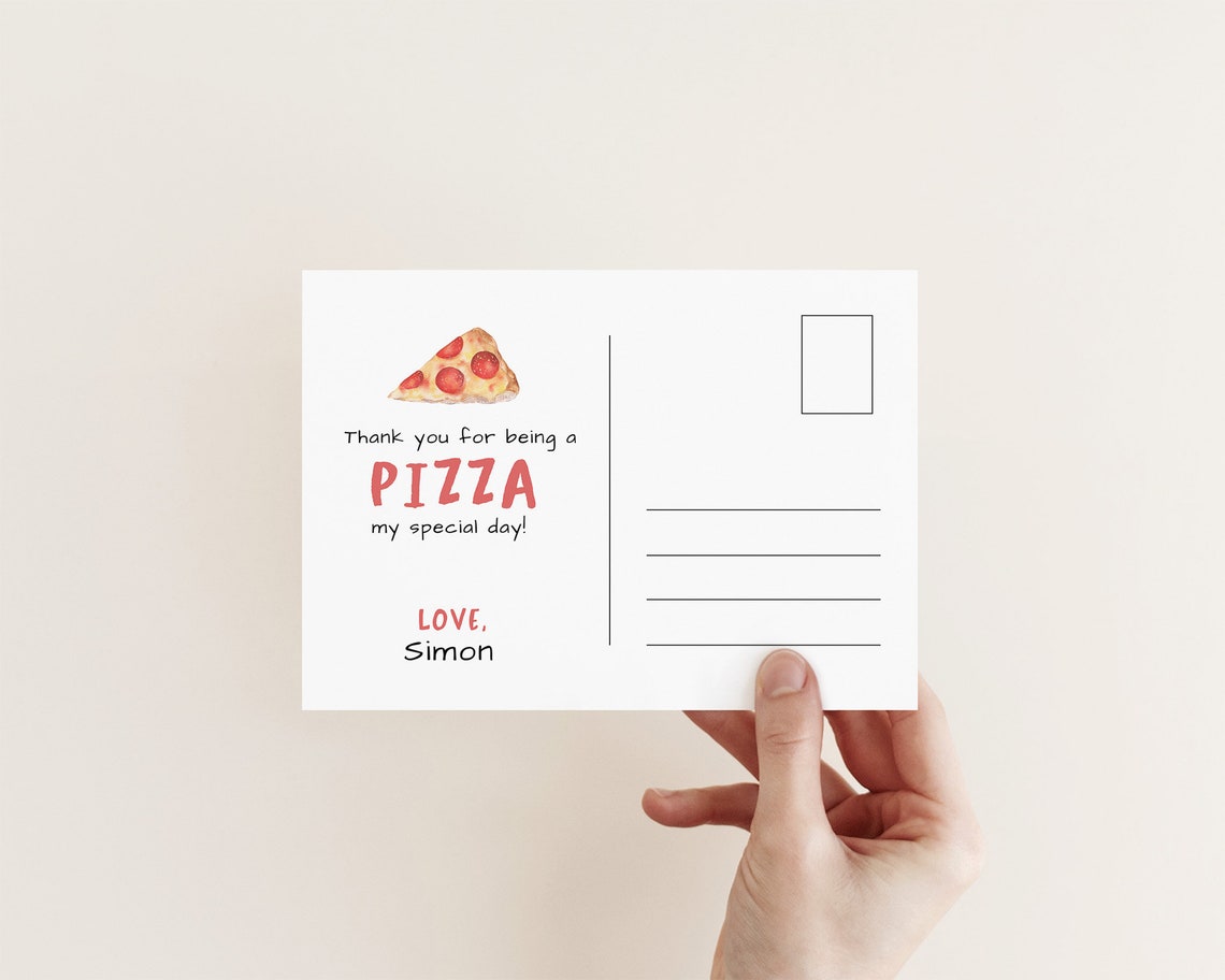 EDITABLE Pizza Birthday Thank You With Picture Slice Slice - Etsy