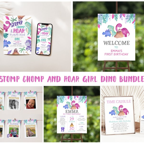 Girl Dinosaur Birthday Decorations - Etsy