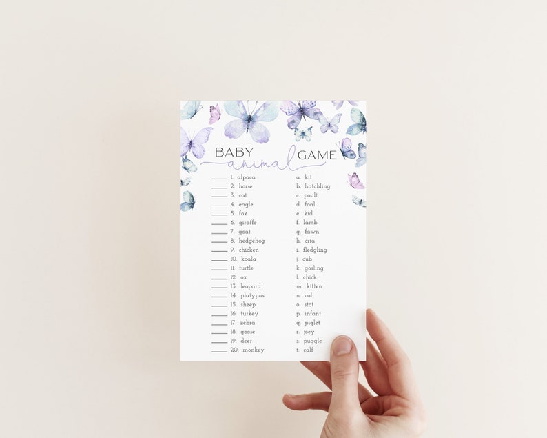 Butterfly Baby Shower Games, Baby Word Scramble, Over or Under, Baby ...