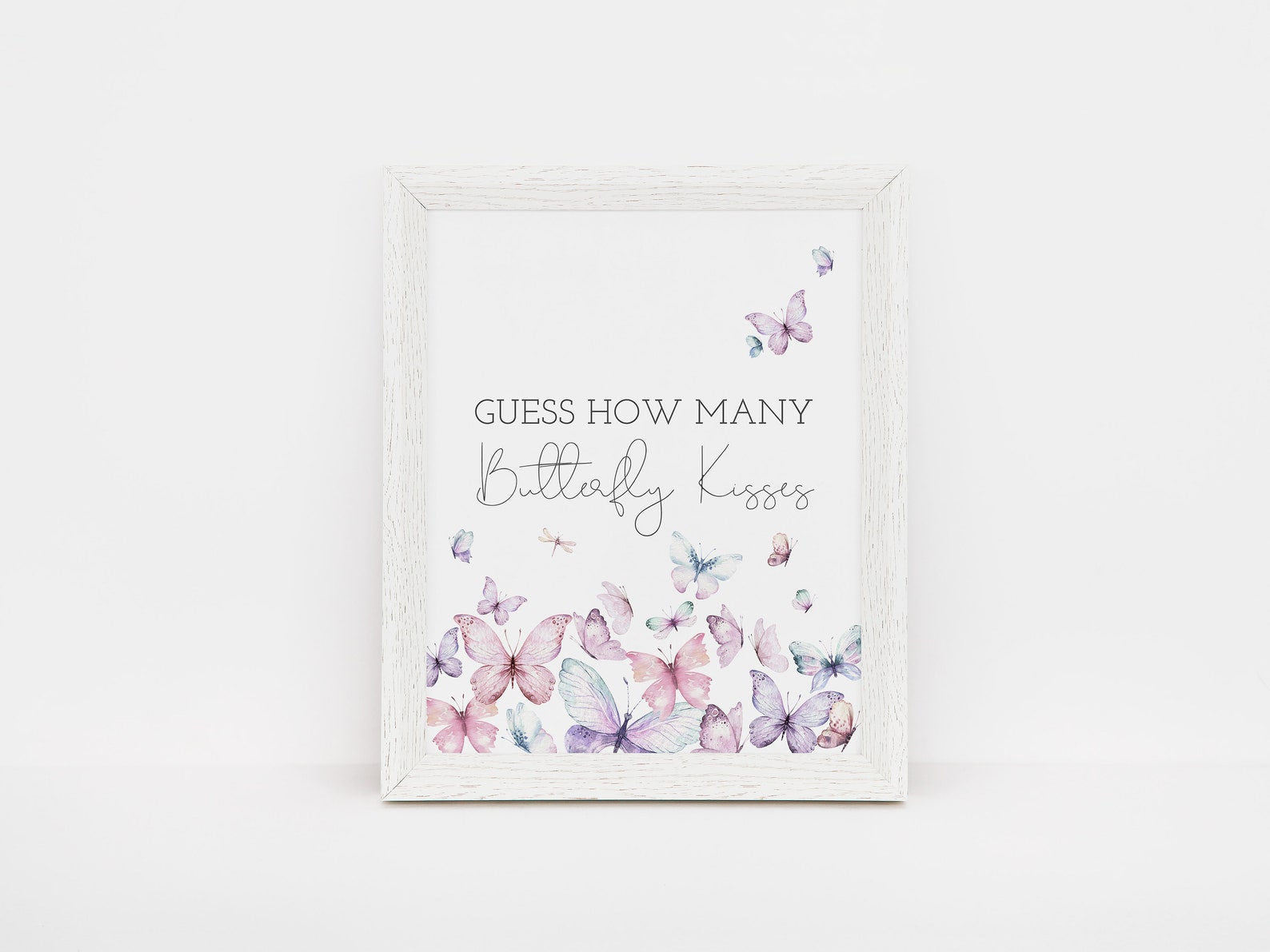 Guess How Many Butterfly Kisses Sign Bridal Shower Game Baby - Etsy