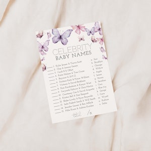 Celebrity Baby Name Game, Butterfly Baby Shower Game, Printable Games ...