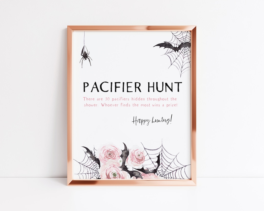 Light Pink Halloween Pacifier Hunt Game, Binky Game, Baby Shower Decor ...