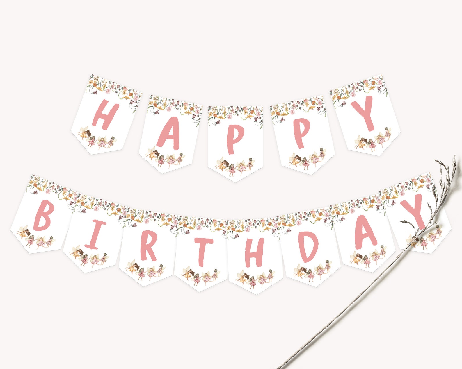 EDITABLE Fairy First Birthday Banner Printable Happy - Etsy