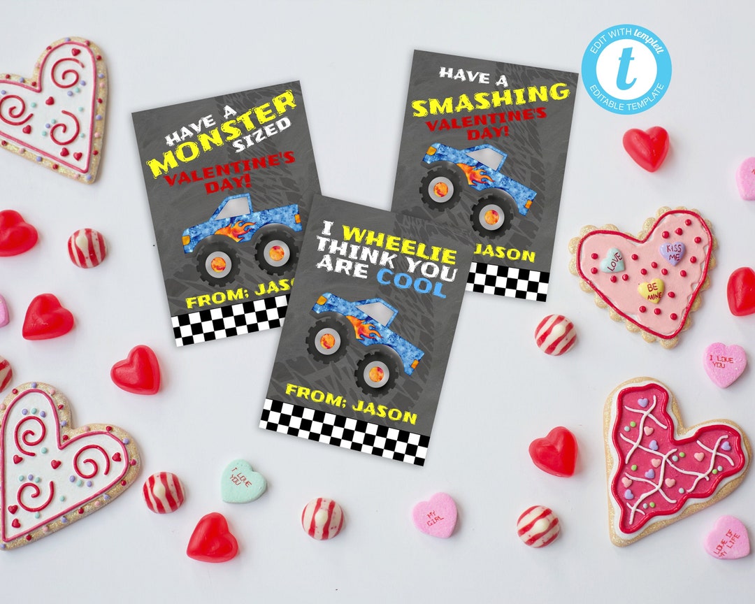Monster Truck Valentines Day Cards, Valentines Day Cards Template ...