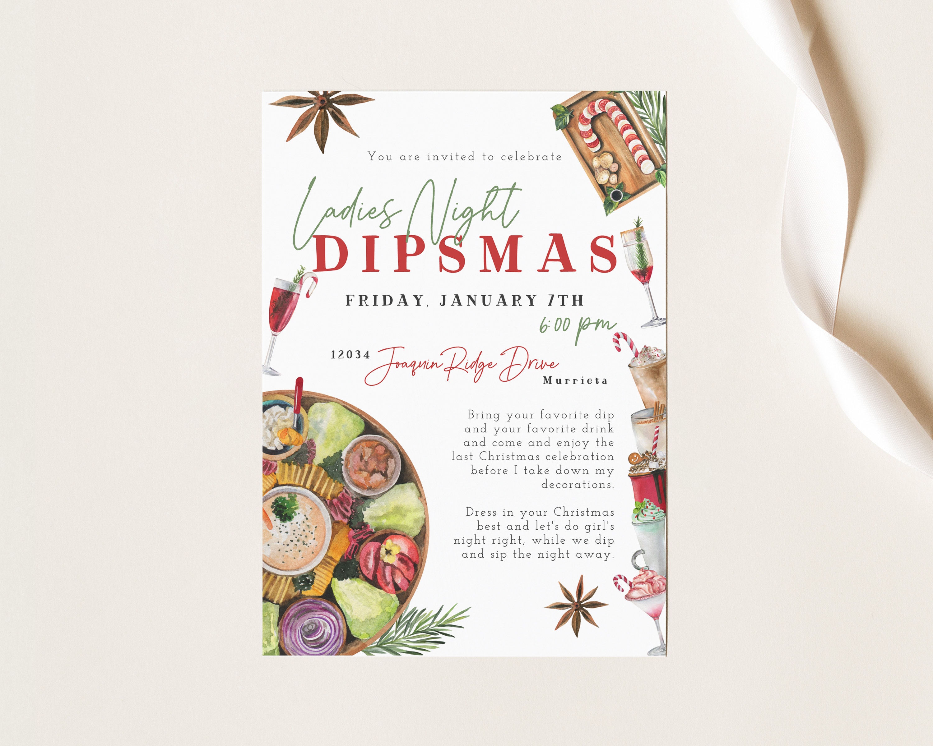 EDITABLE Dipsmas Invite, Christmas Party Invitation, Holiday Party ...