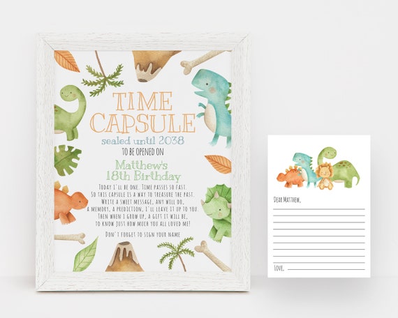 EDITABLE Dinosaurs Time Capsule Printable Time Capsule Sign - Etsy