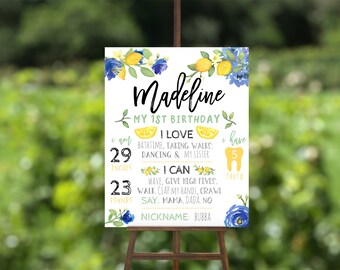EDITABLE Lemon Birthday Board Lemons Chalkboard Poster | Etsy