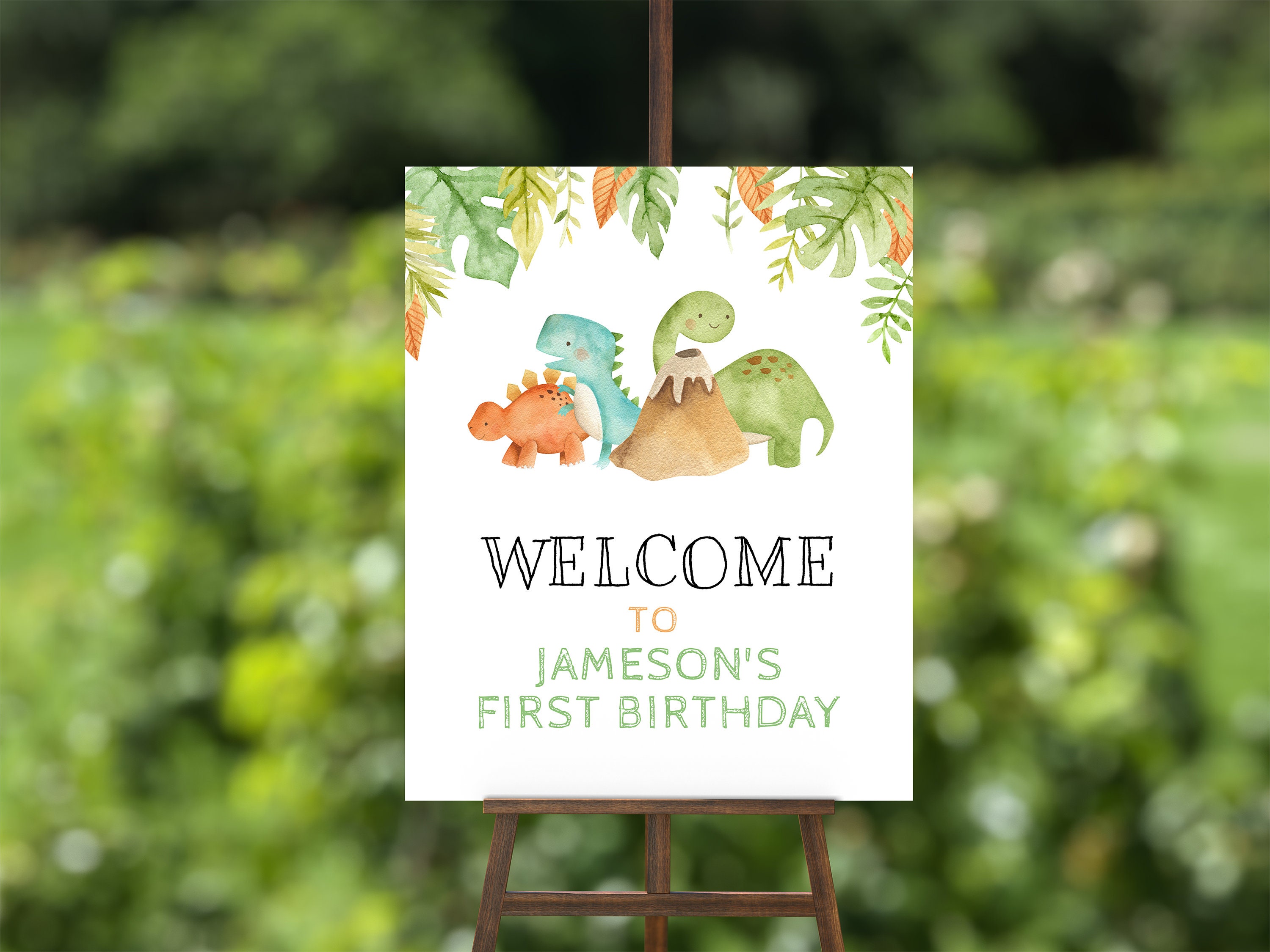 EDITABLE Dinosaur Welcome Sign Custom Birthday Board Boy - Etsy