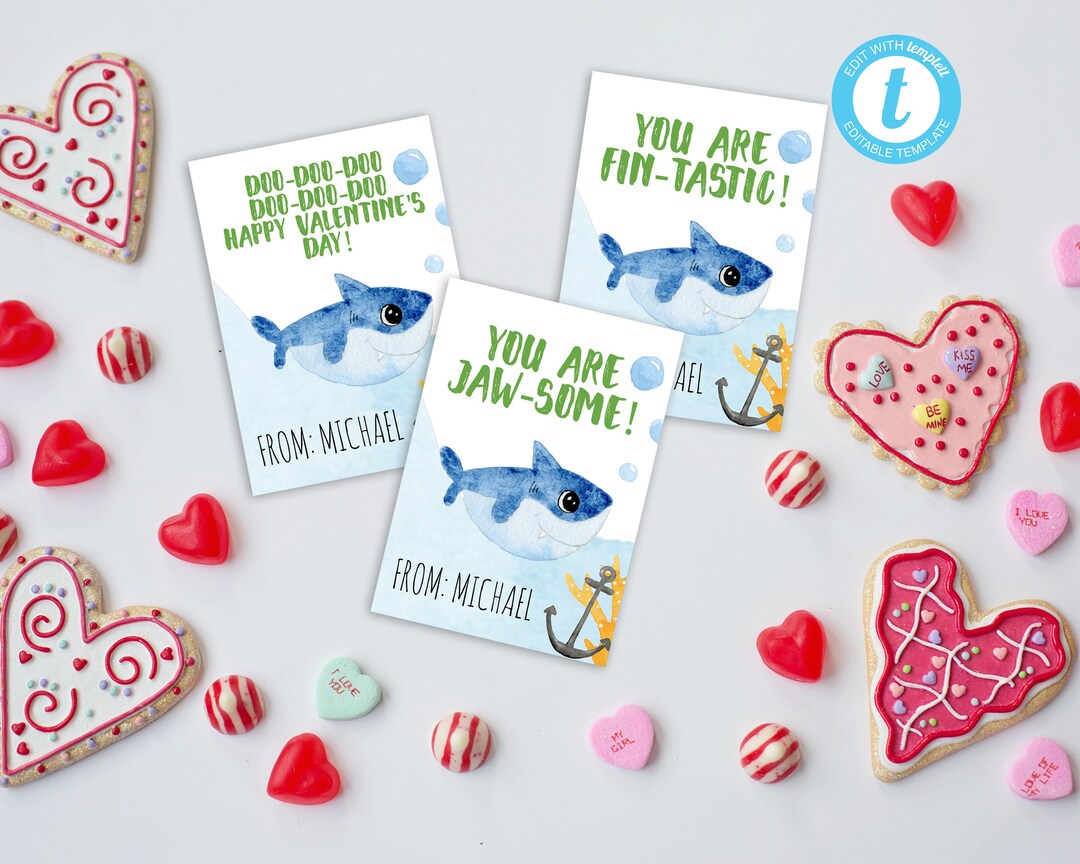 Baby Shark Valentines Day Cards, Valentines Day Cards Template, Shark ...