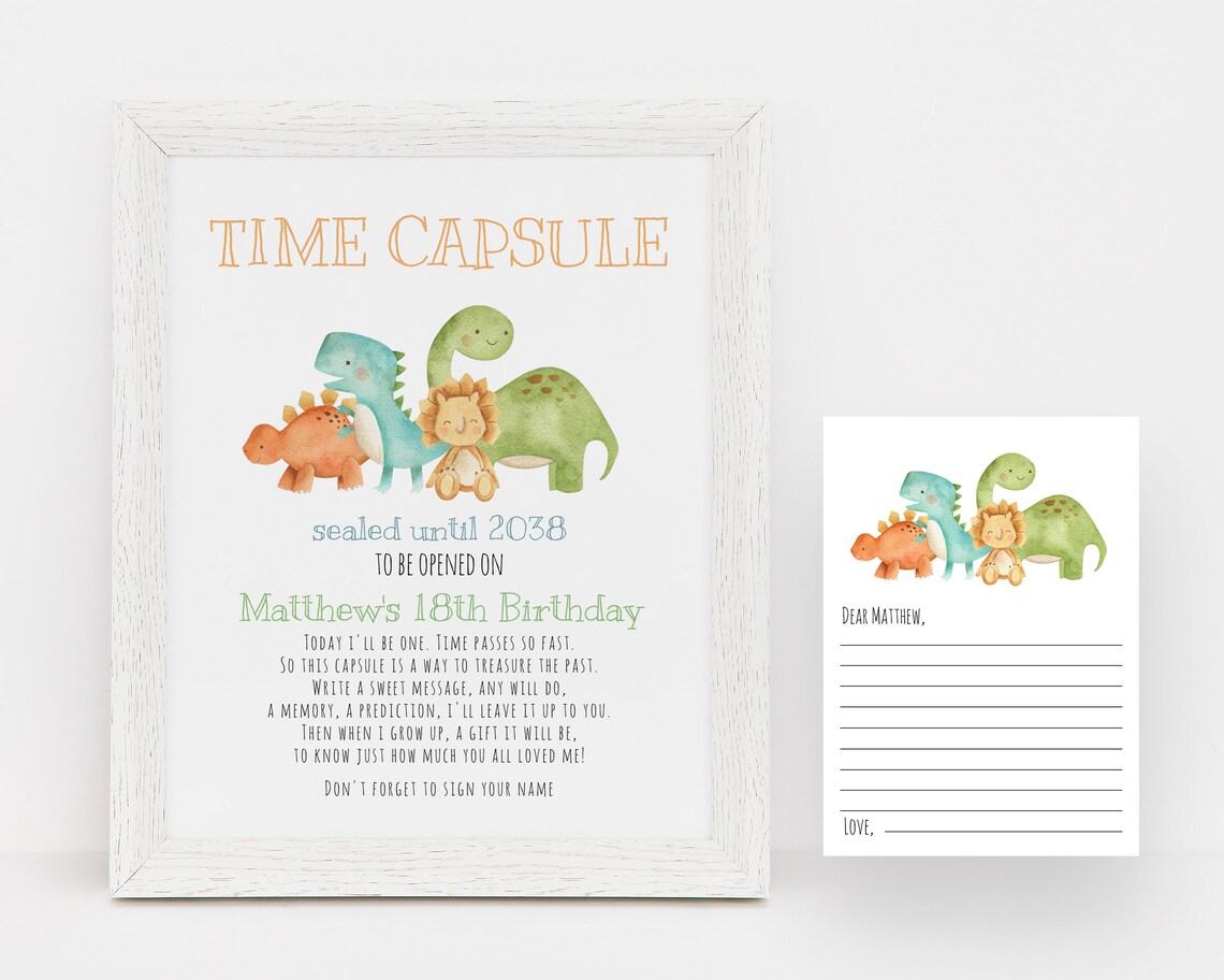 EDITABLE Dinosaurs Time Capsule Printable Time Capsule Sign - Etsy