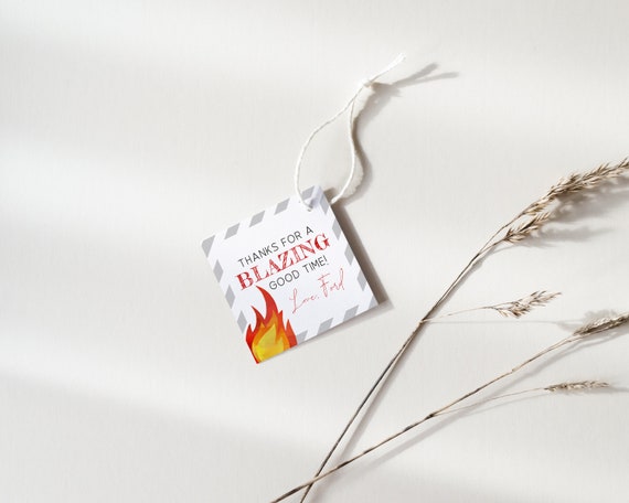 EDITABLE Fire Favor Tag Custom 2.5x2.5 Gift Tag Firefighter | Etsy