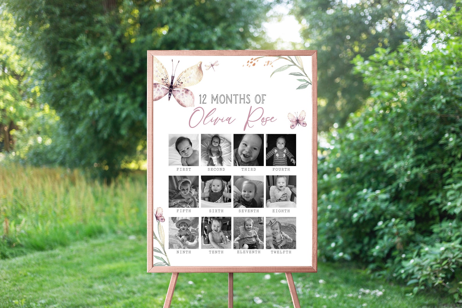 EDITABLE Butterfly Picture Board Neutral Hues Birthday Board - Etsy