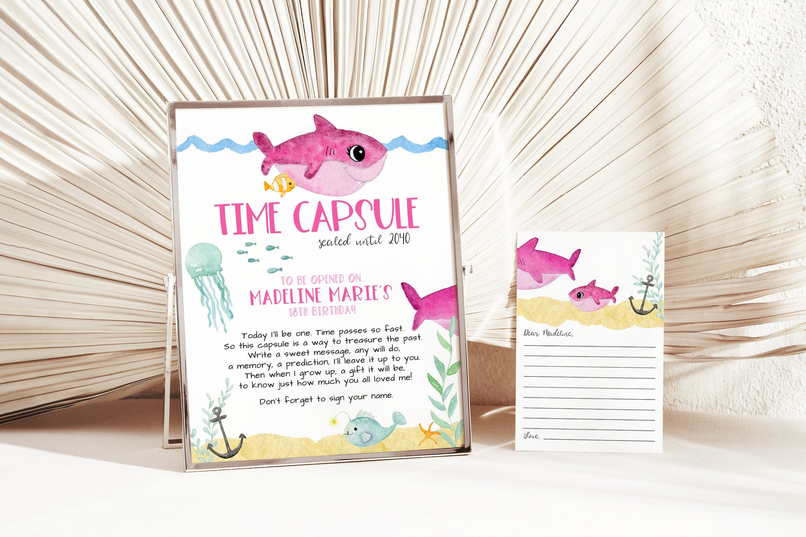 EDITABLE Pink Baby Shark Time Capsule Printable Fish Time - Etsy