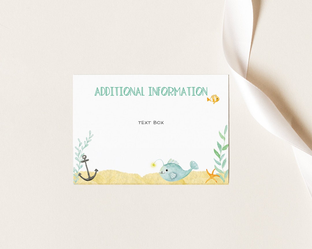 EDITABLE Under the Sea Information Card, First Birthday Info ...