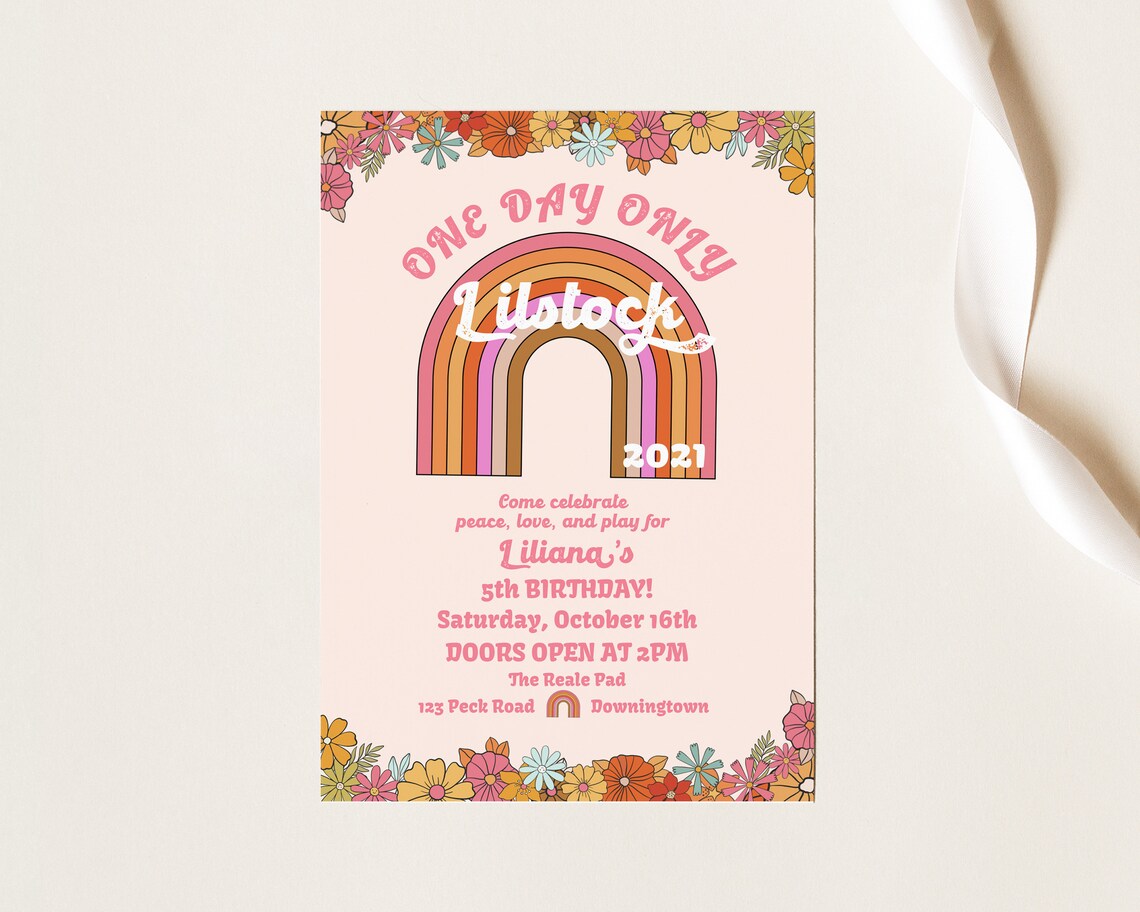 EDITABLE Woodstock Music Festival Birthday Invitation Retro | Etsy