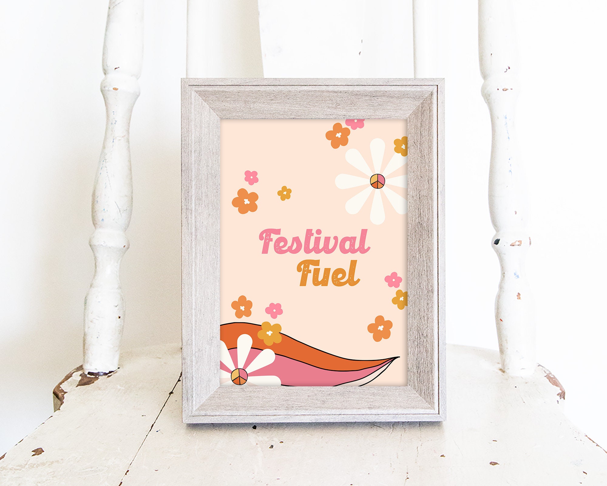 EDITABLE Groovy Food Signs Retro Festival Fuel Hydration - Etsy