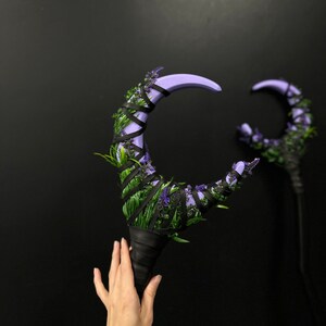 Purple Crescent Moon Staff, Druid Cosplay Wand, Lunar Rod, Witchcraft ...