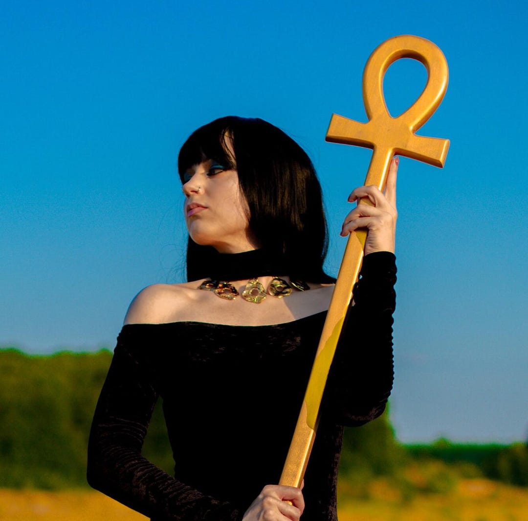 A Golden Ankh Staff, Ancient Egypt Cosplay, Egyptian Cross Staff ...