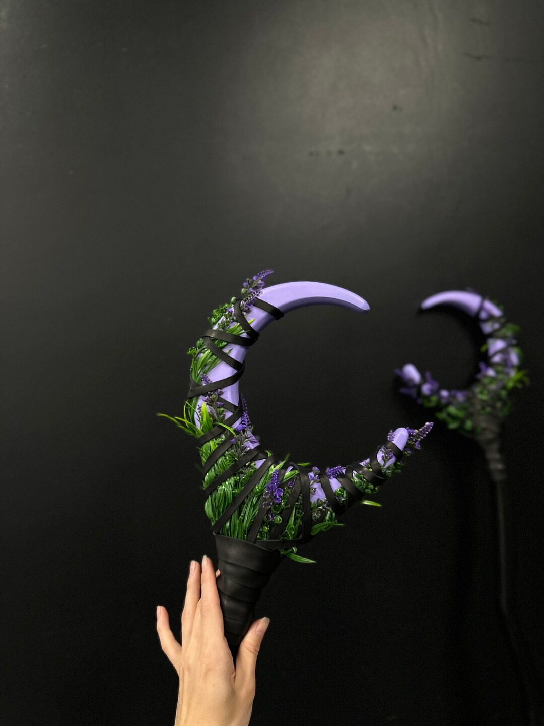 Purple Crescent Moon Staff, Druid Cosplay Wand, Lunar Rod, Witchcraft ...