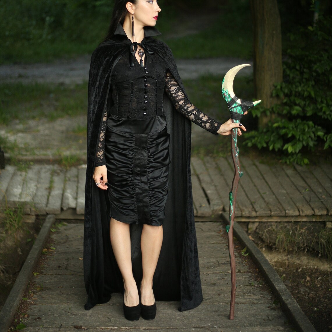 Crescent Moon Staff Magical Stick Cosplay Wizard Witchcraft | Etsy