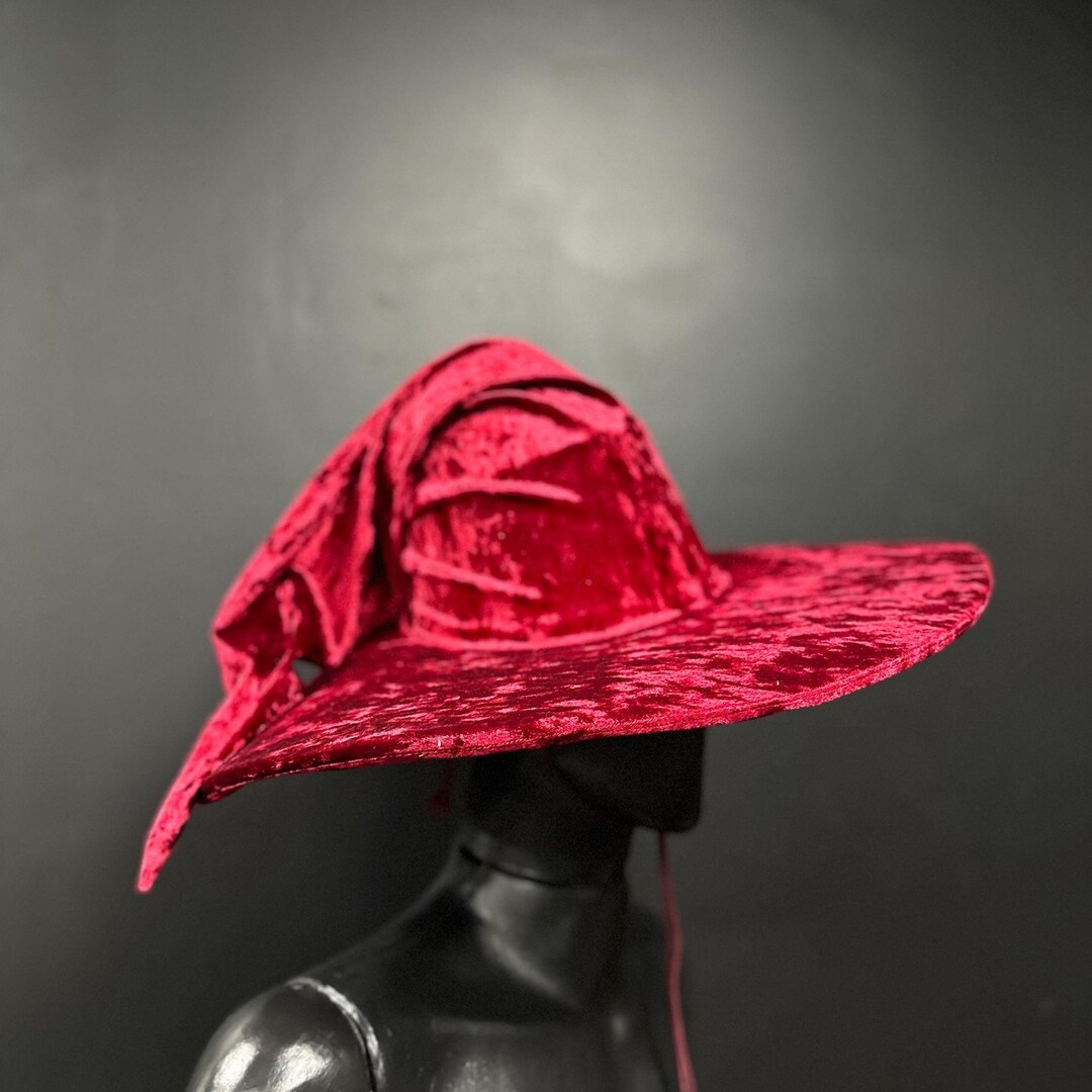 Custom Magic Hat, Red Crushed Velvet Wizard Hat, Custom Magic Hat ...