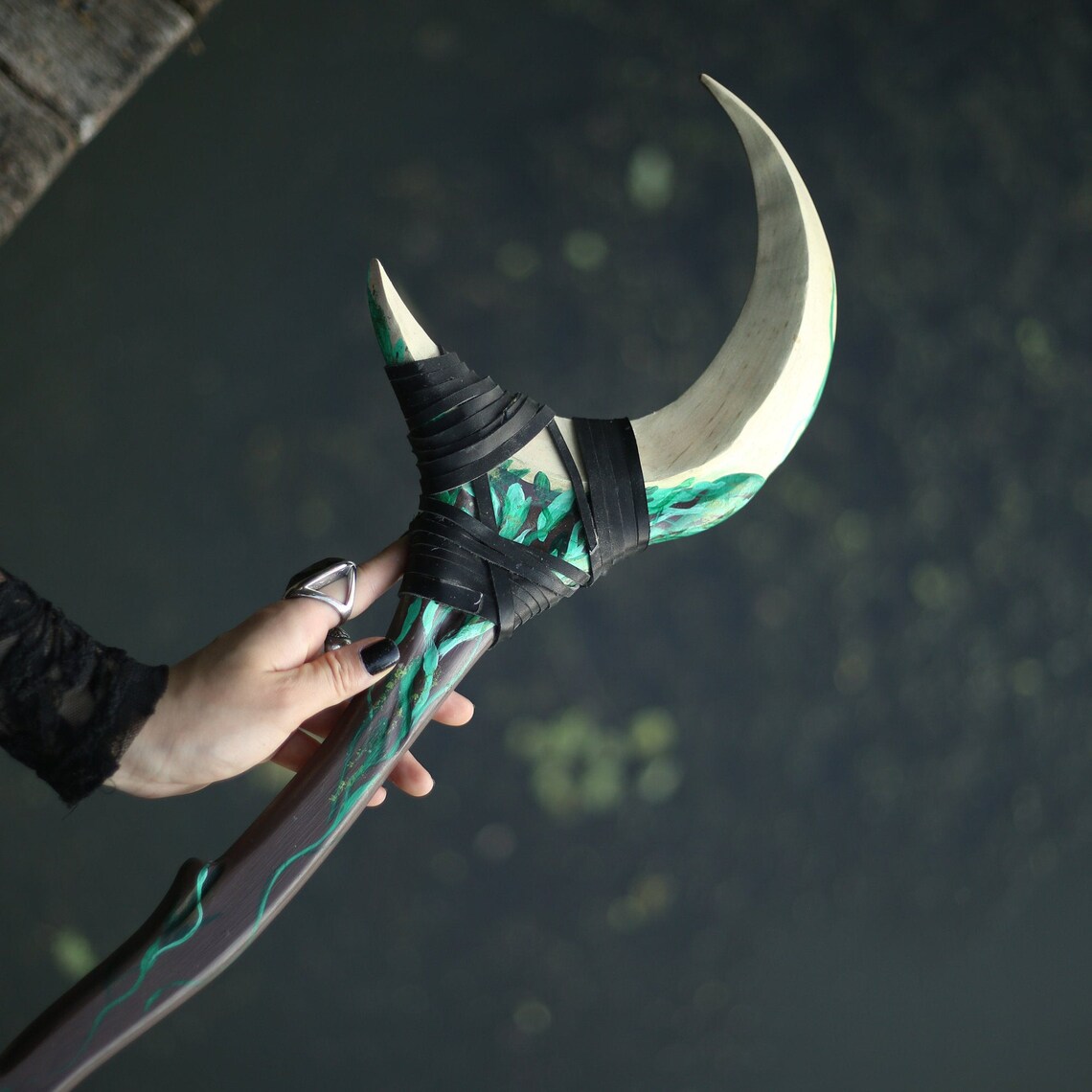 Crescent Moon Staff Magical Stick Cosplay Wizard Witchcraft | Etsy