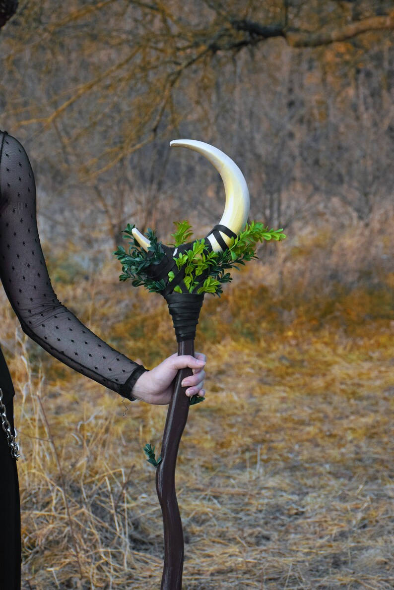Crescent Moon Staff Magical Stick Cosplay Wizard Witchcraft | Etsy