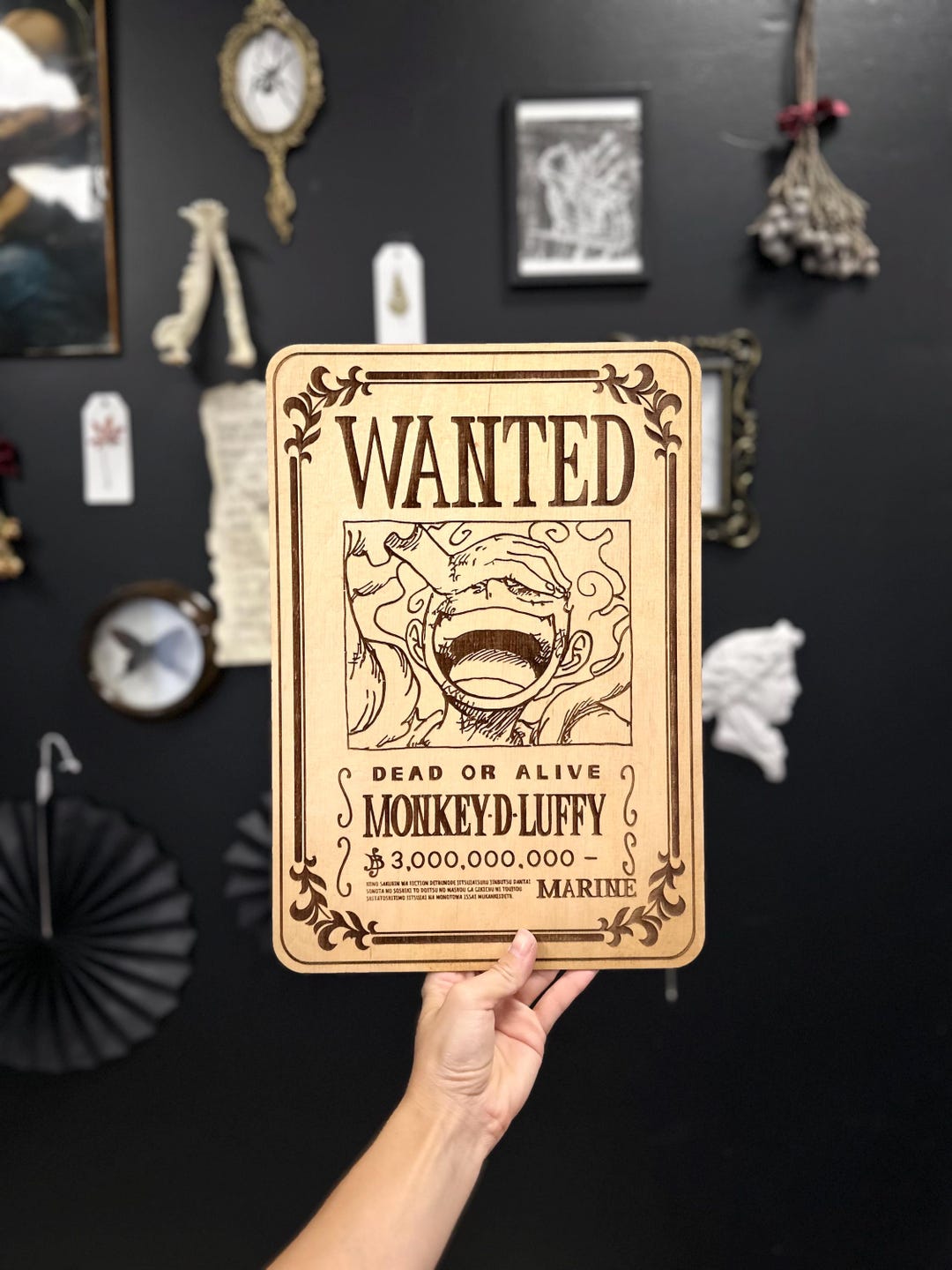 One Piece Luffy Wanted Sign, Monkey D. Luffy Poster, Luffy dead or ...